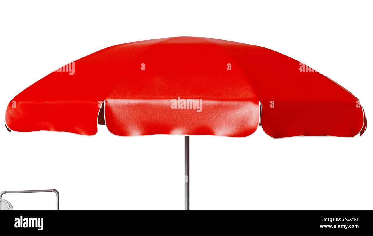 Red street patio umbrella, side view. 3D rendering Stock Photo - Alamy