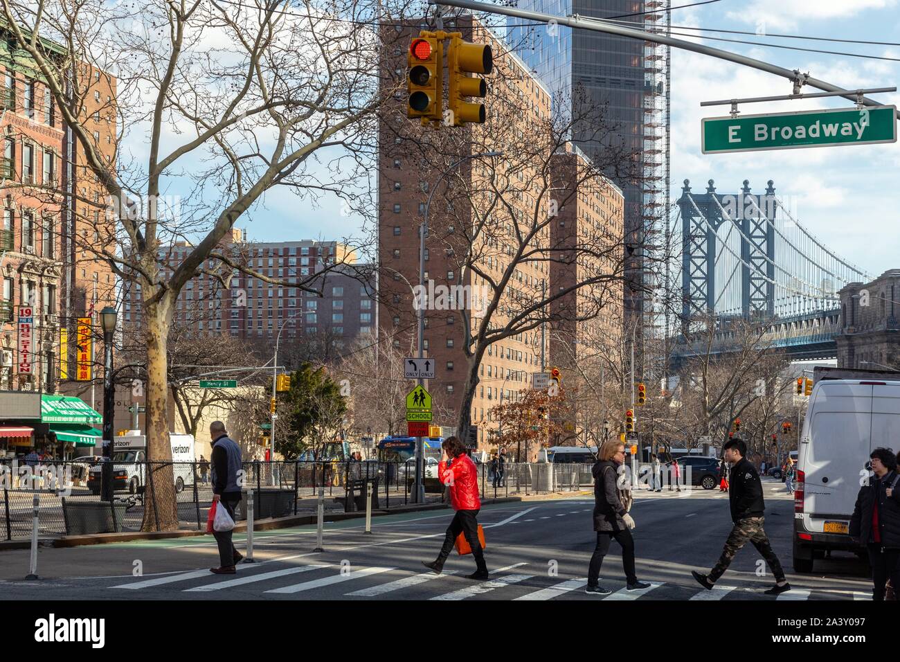 CHINATOWN AND THE MANHATTAN BRIDGE, EAST BROADWAY, NEW YORK, UNITED ...