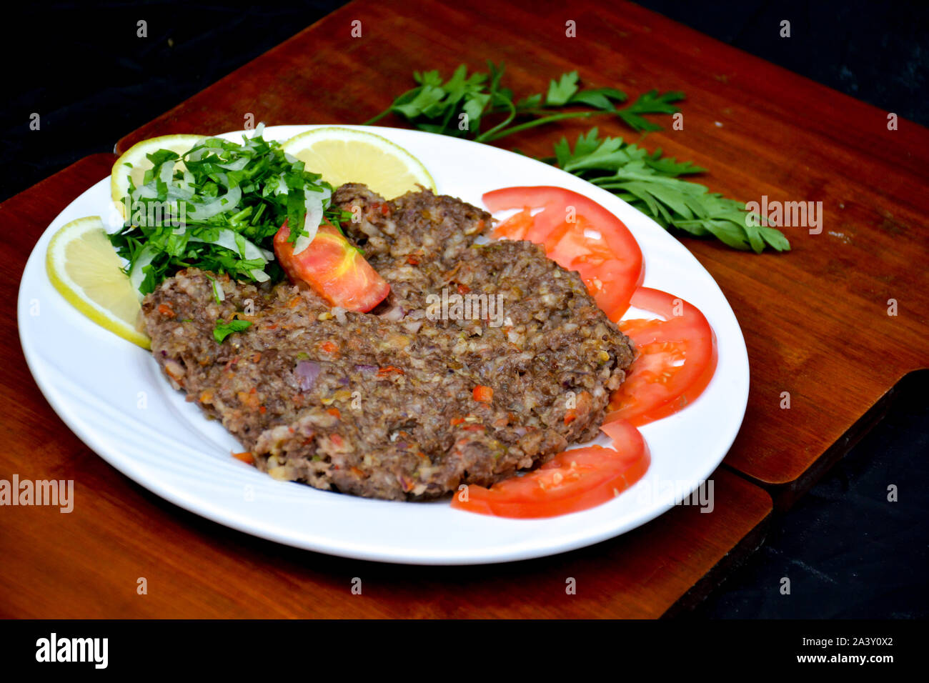 Plate of Traditional arab eastern meal - selections of kebabs Stock ...