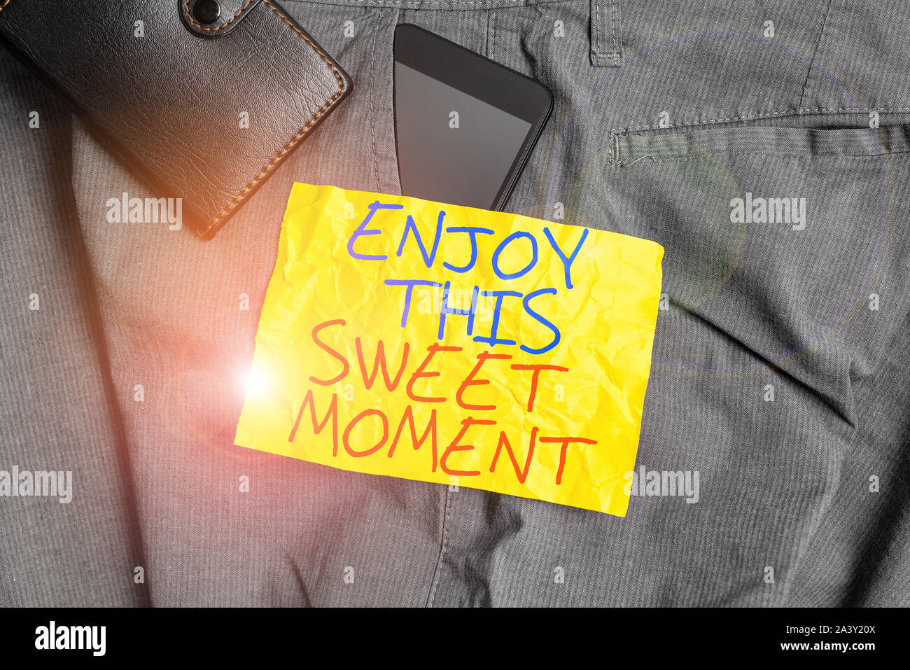 Writing note showing Enjoy This Sweet Moment. Business concept for ...