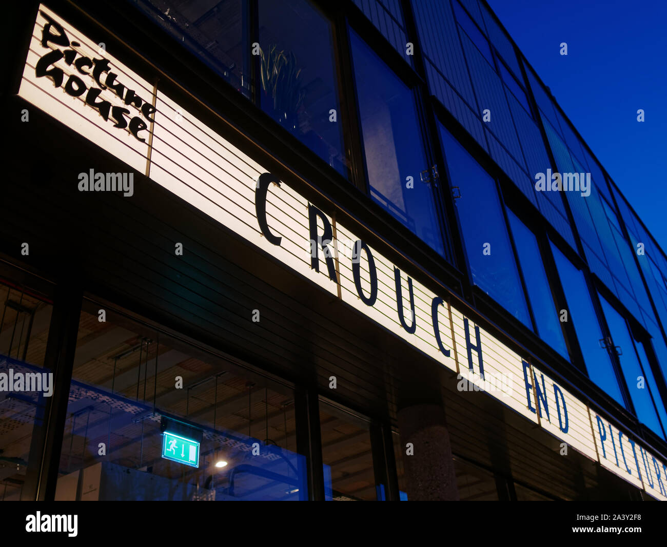 Illuminated Signs of the Crouch End Picture House at dusk Stock Photo ...