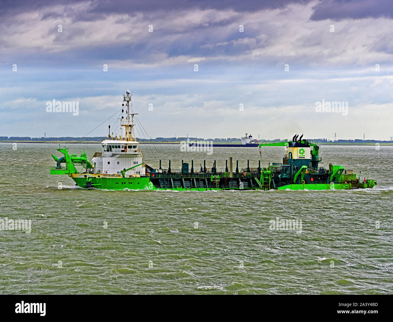 Antwerp Belgium August 10 2019 the Hopper Dredger Artevelde off the ...