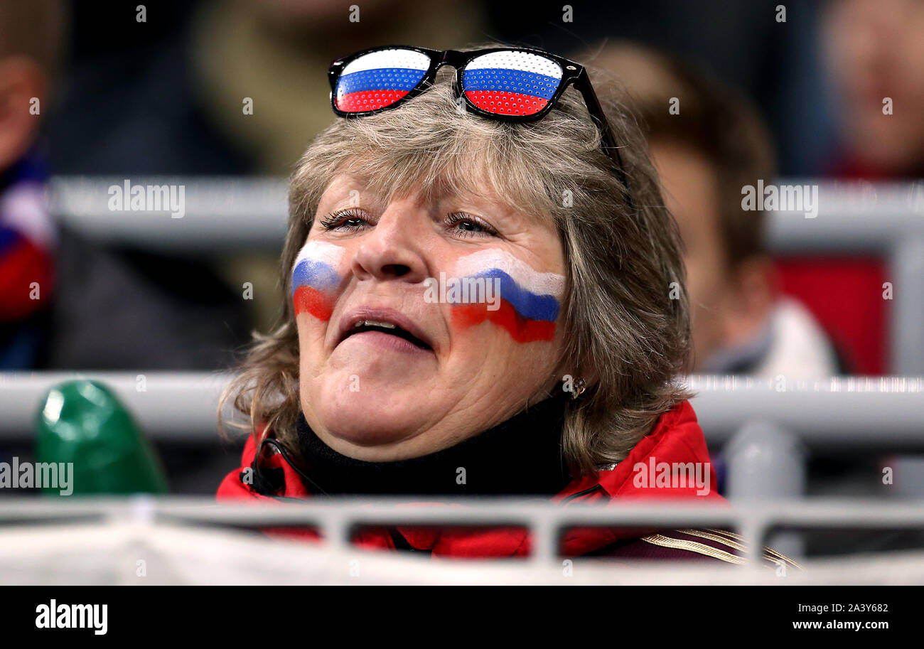 A Russia fan in the stands during the UEFA Euro 2020 qualifying, group ...