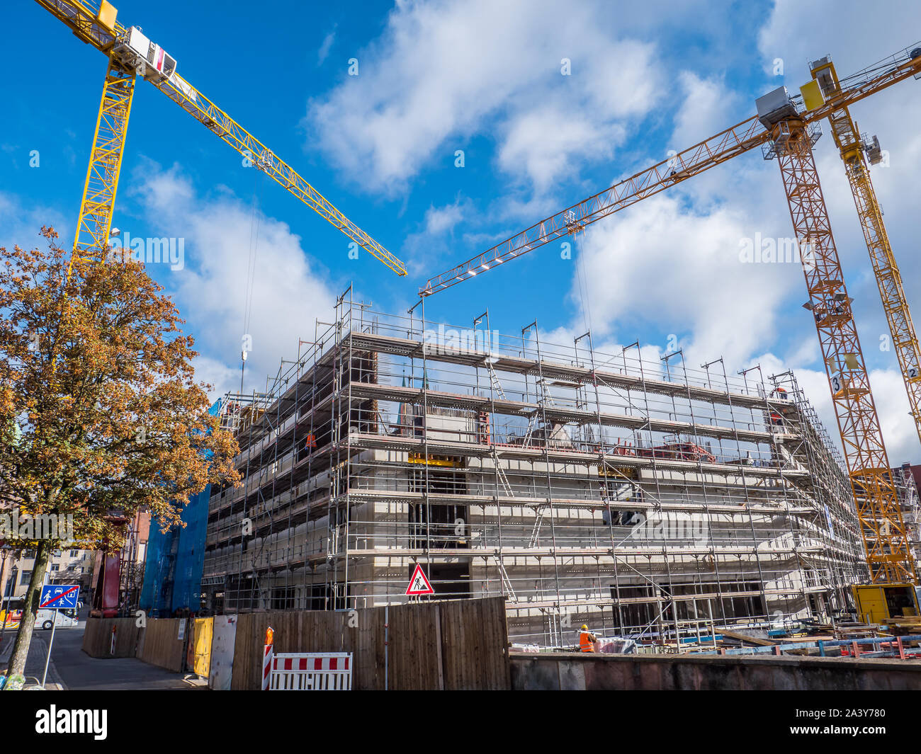 Large construction site with construction cranes Stock Photo - Alamy