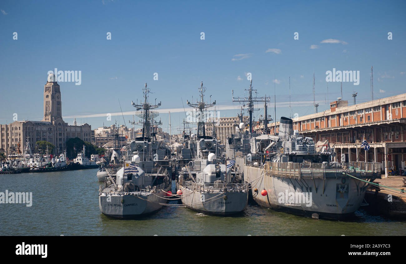 Montevideo, Uruguay - March 09 2013: View of the port of Montevideo ...