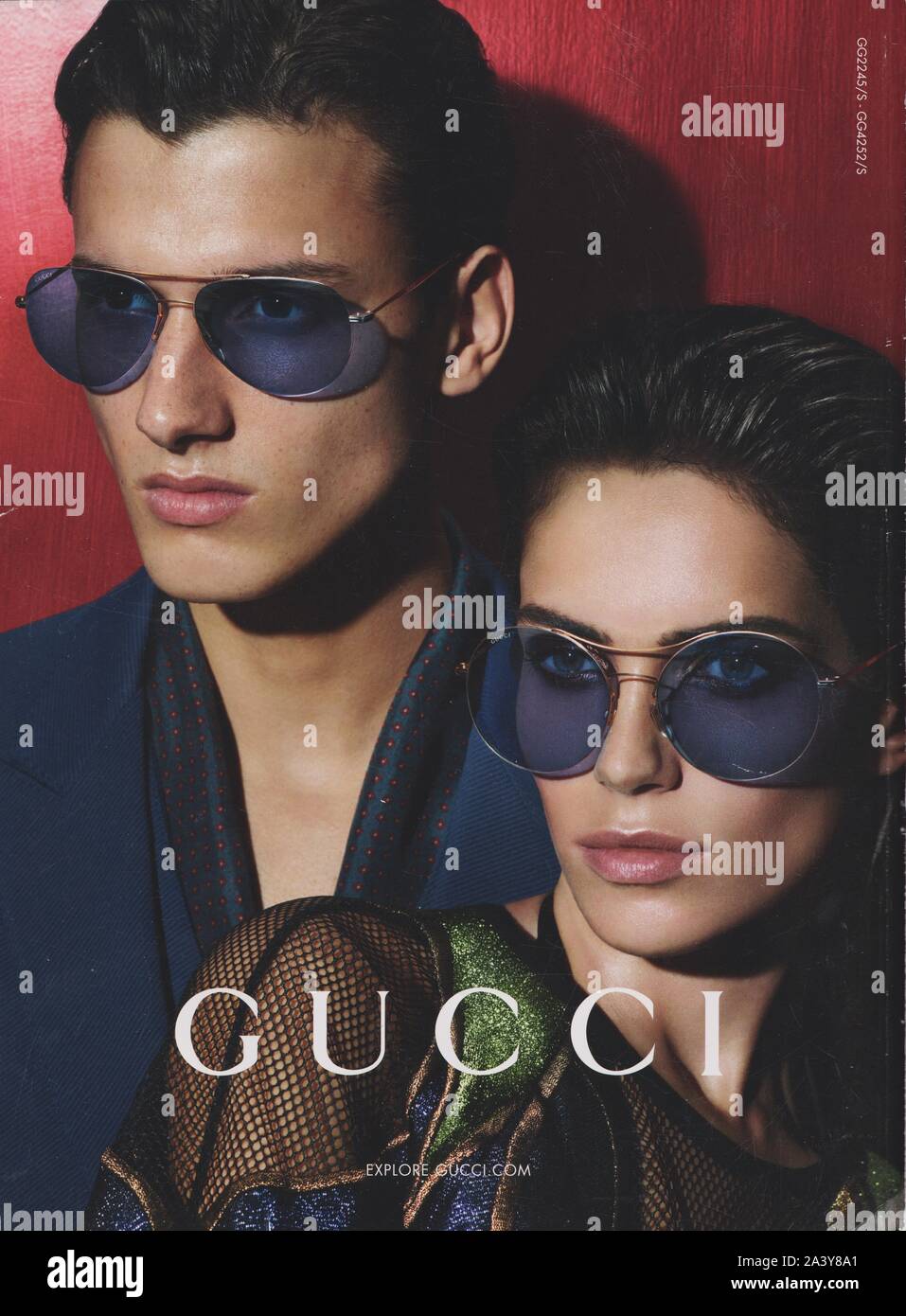 poster advertising GUCCI fashion house with Amanda Wellsh in paper ...