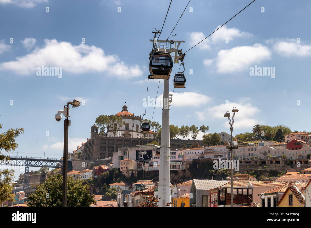 Teleferico de Gaia. Gondola of the cable car in the city Vila Nova de ...