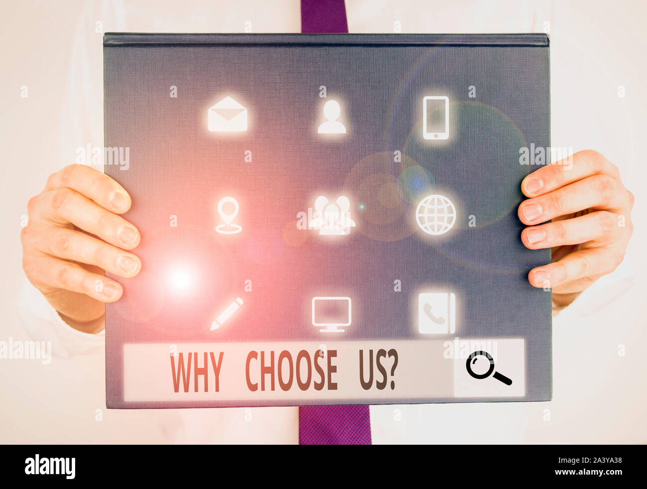 Text sign showing Why Choose Us Question. Business photo text Reasons ... Text sign showing Why Choose Us Question. Business photo text Reasons ...
