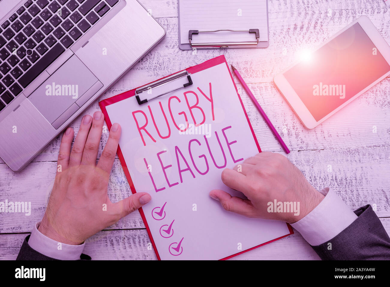 Writing note showing Rugby League. Business concept for form of rugby ...