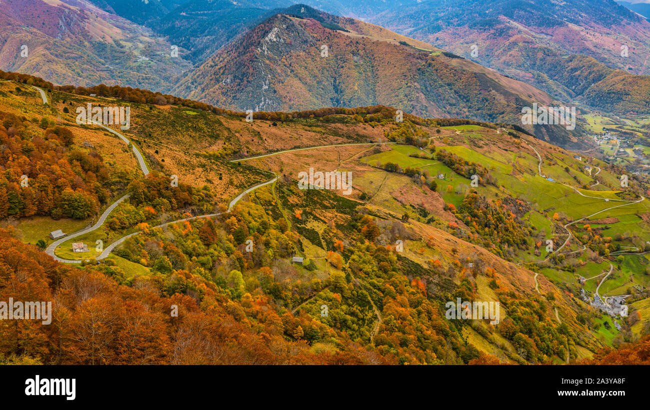 Image of a road located in Pyrenees Mountains during the autumn Stock ...