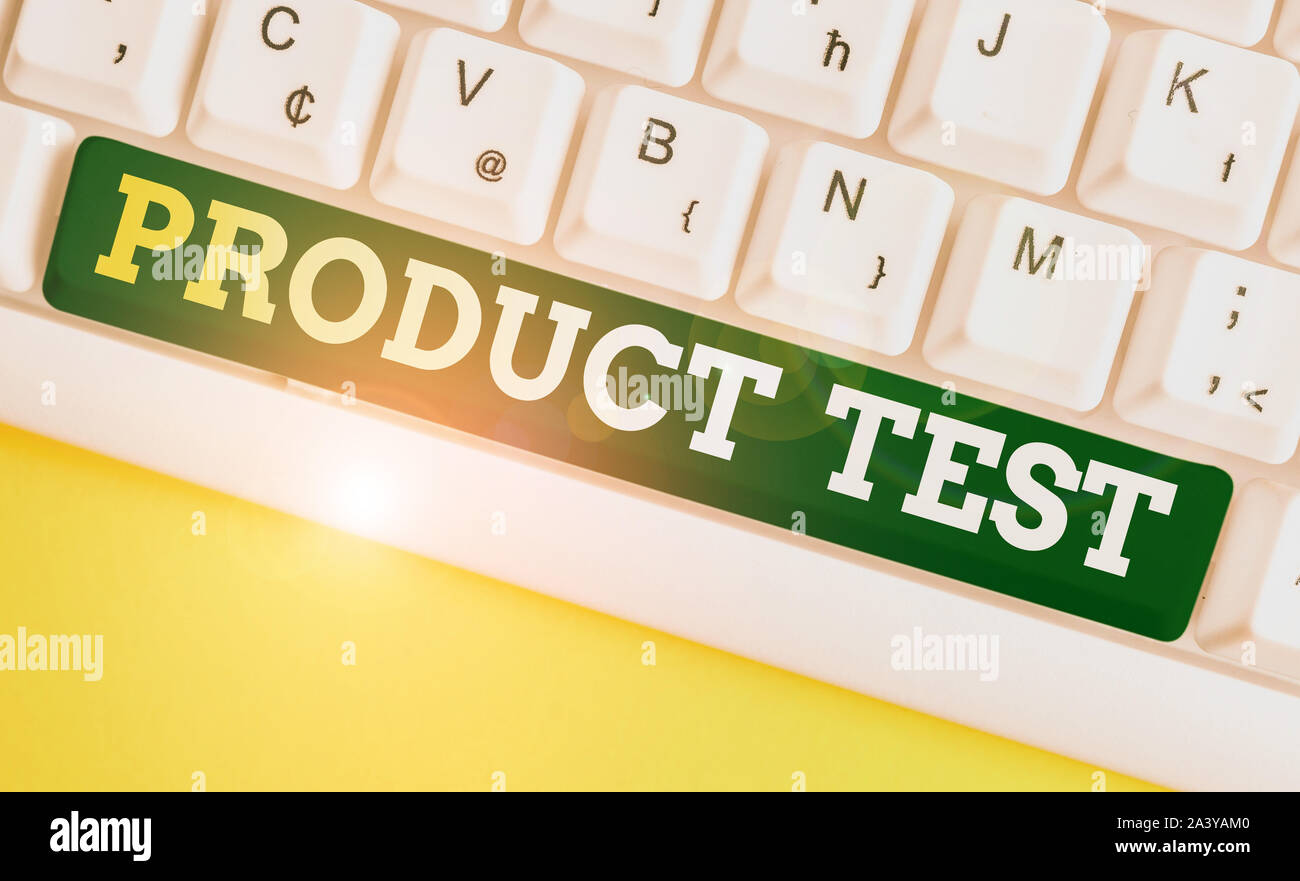 Writing note showing Product Test. Business concept for process of ...