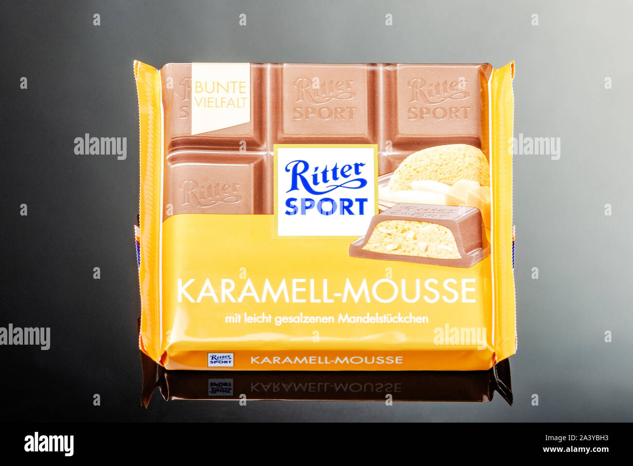 Ritter Sport chocolate bar isolated on gradient background Stock Photo ...