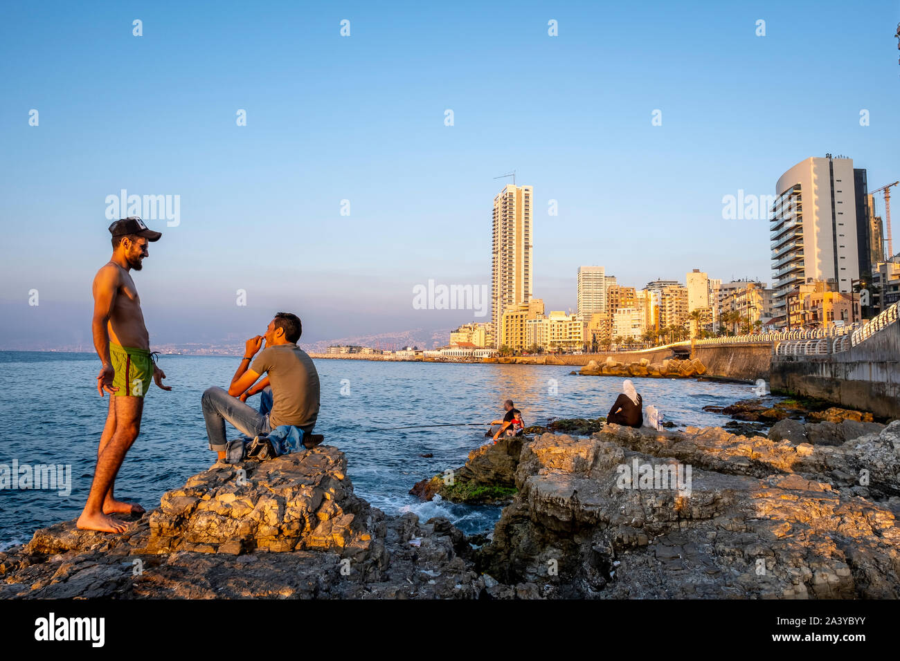 Relax time, Corniche, Beirut, Lebanon Stock Photo - Alamy