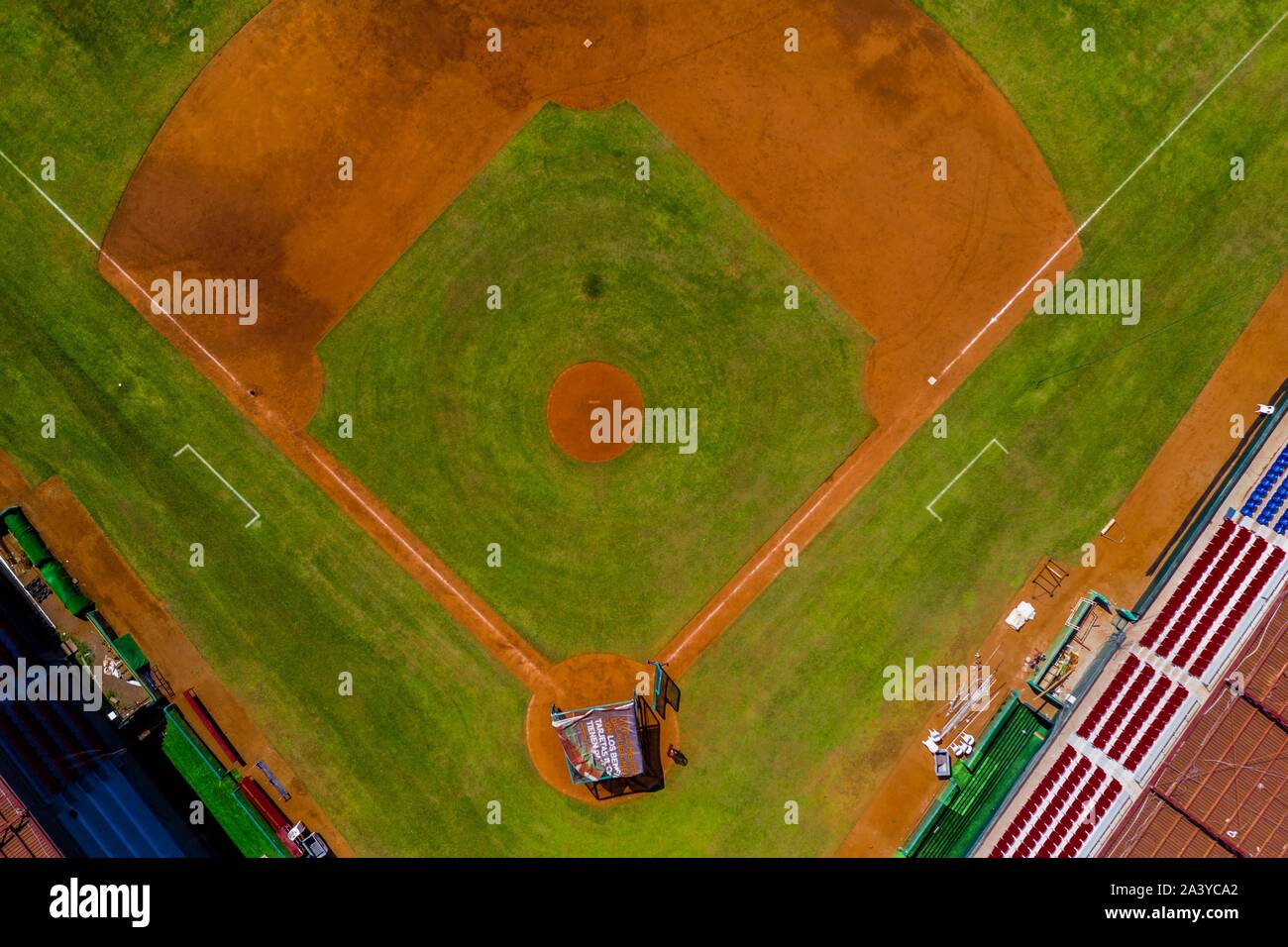 Aerial view, aerial photography of the Navojoa Mayan Baseball Stadium ...