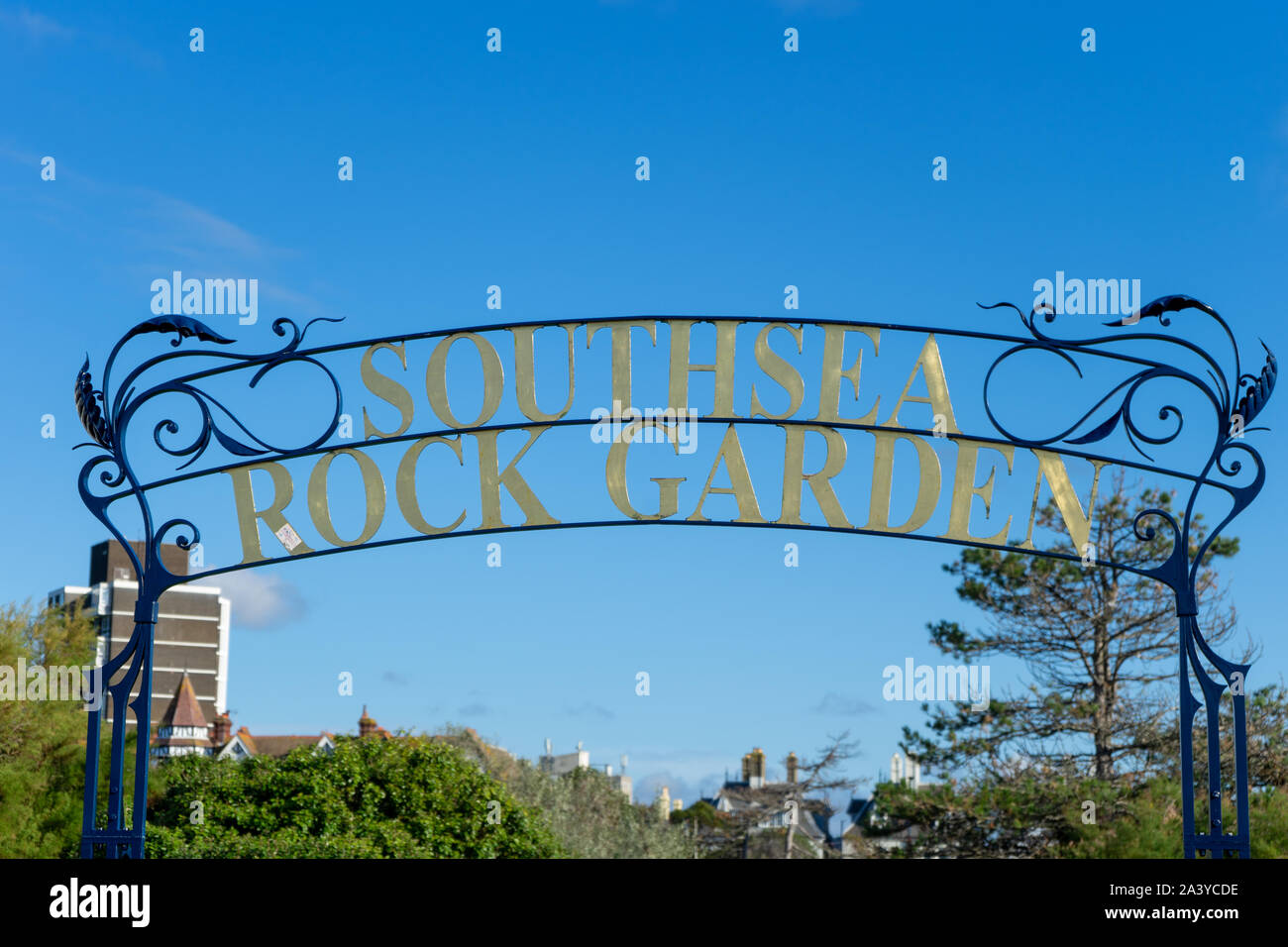 The sign for Southsea rock gardens, Southsea, Portsmouth, Hampshire ...