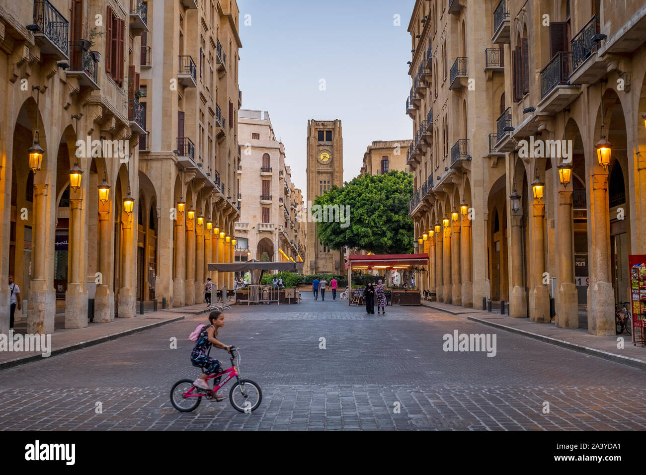 El Omari Mosque street, in background El Nejmeh square or Star square ...