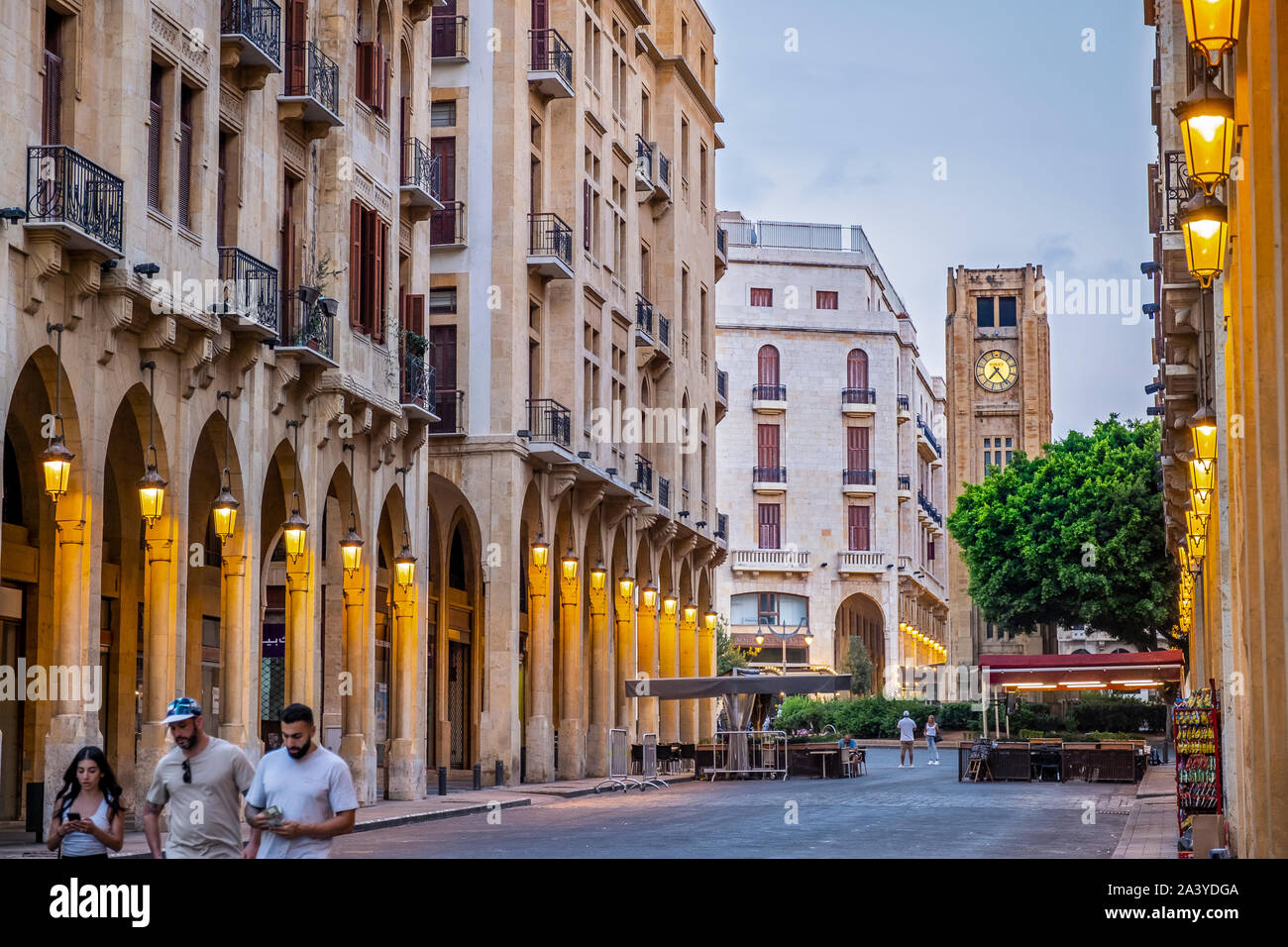 El Omari Mosque street, in background El Nejmeh square or Star square ...