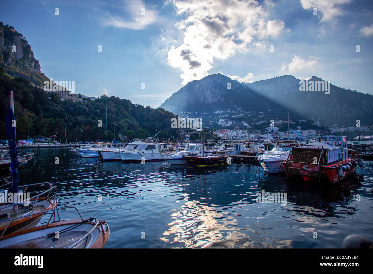 Typical majestic boats in Capri bay ( yacht parking) Awe day in Italy ...