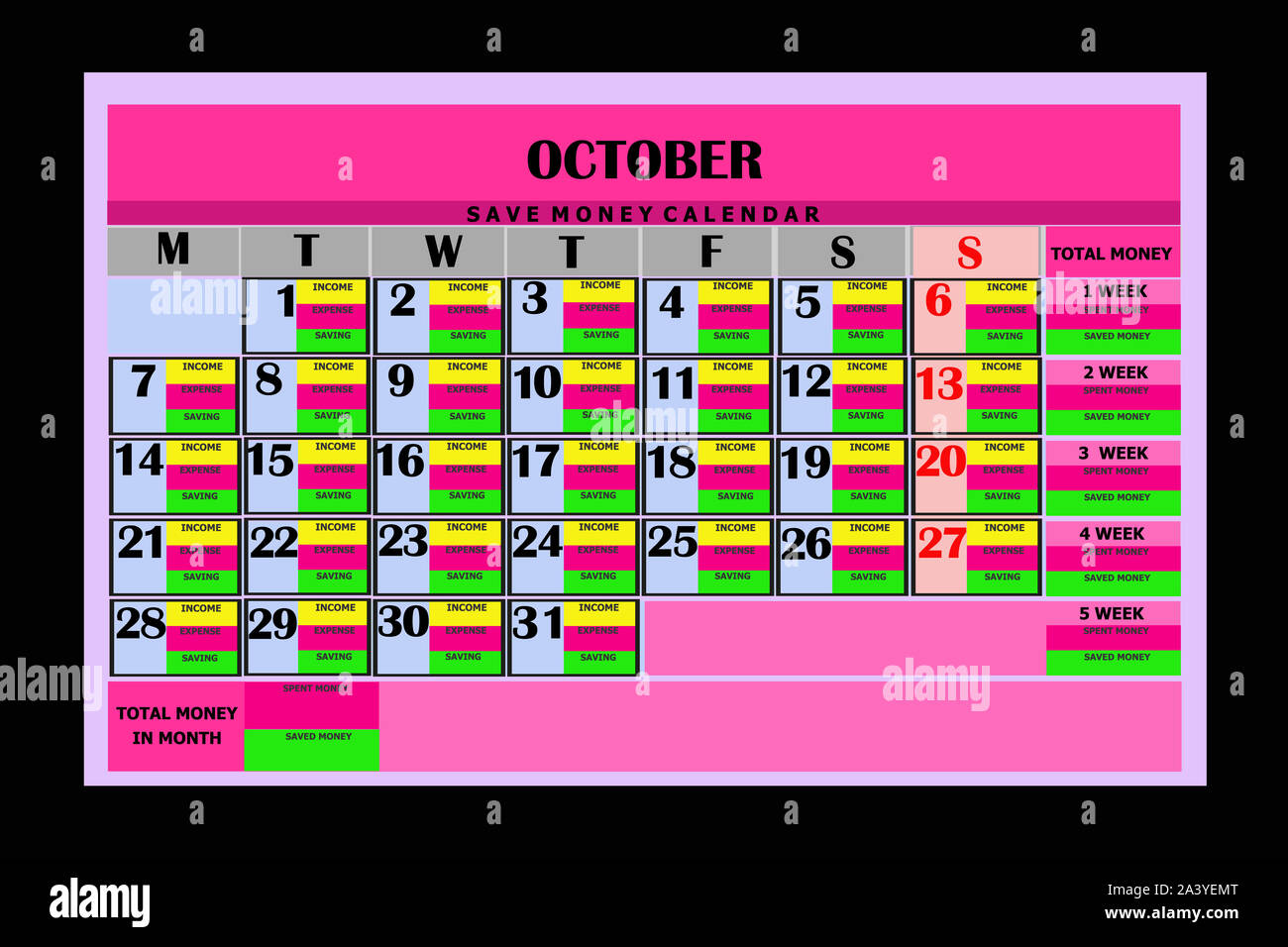 Design calendar month october 2019. Save money calendar 2019. Calendar ...