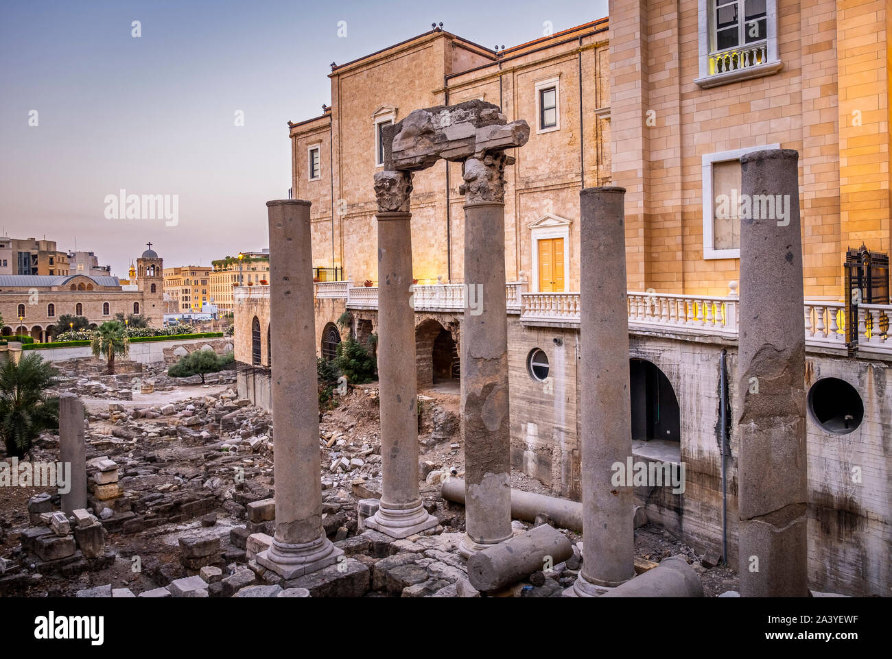 Roman Cardo Maximus, in Roman Forum, at night, Downtown, Beirut ...