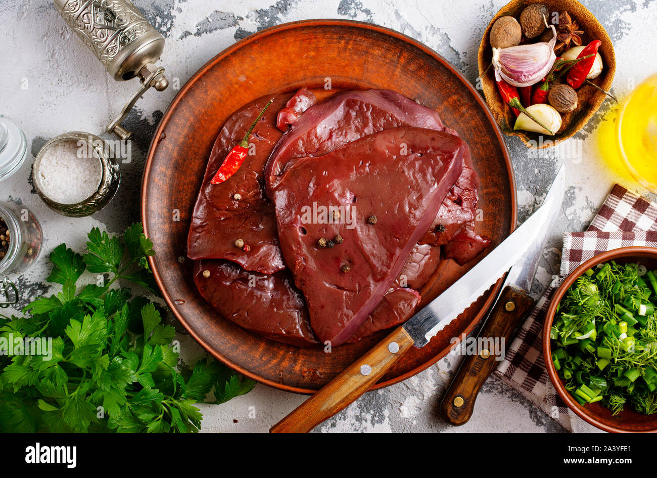 Sliced raw pork liver on hi-res stock photography and images - Alamy