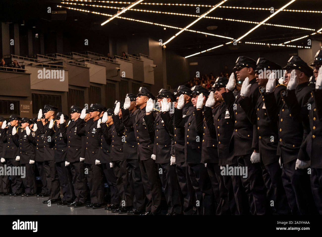 New York, United States. 10th Oct, 2019. New police officers take oath ...