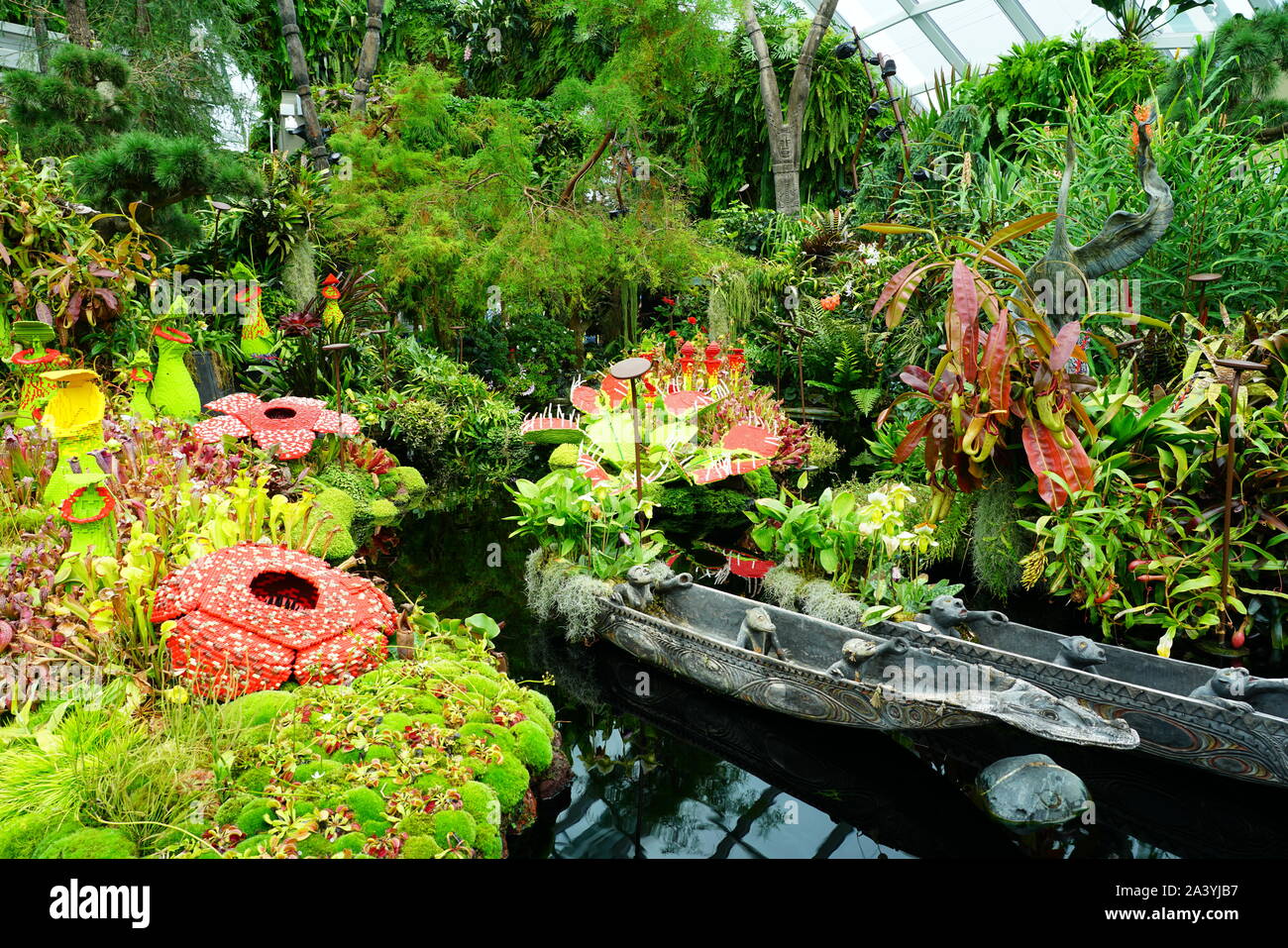 SINGAPORE -25 AUG 2019- A display of plants made out of LEGO bricks at ...