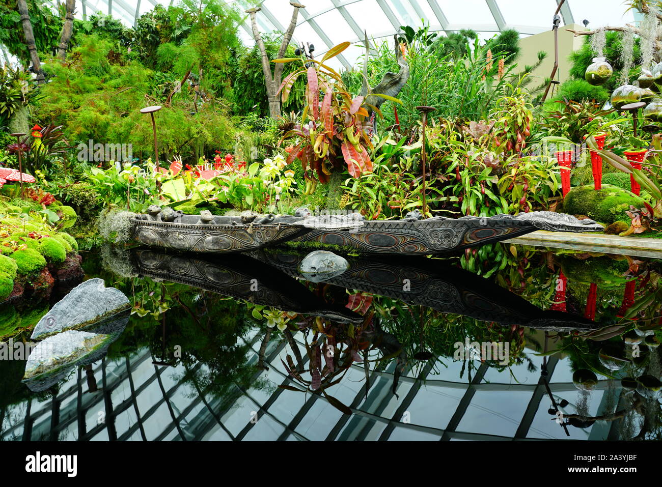 SINGAPORE -25 AUG 2019- A display of plants made out of LEGO bricks at ...