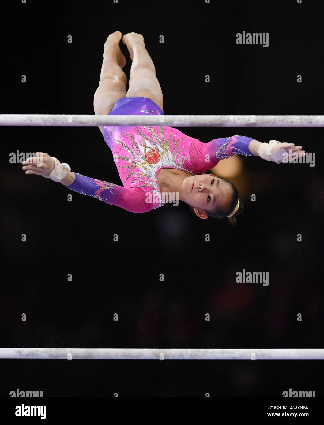 Stuttgart, Germany. 10th Oct, 2019. Tang Xijing of China competes on ...