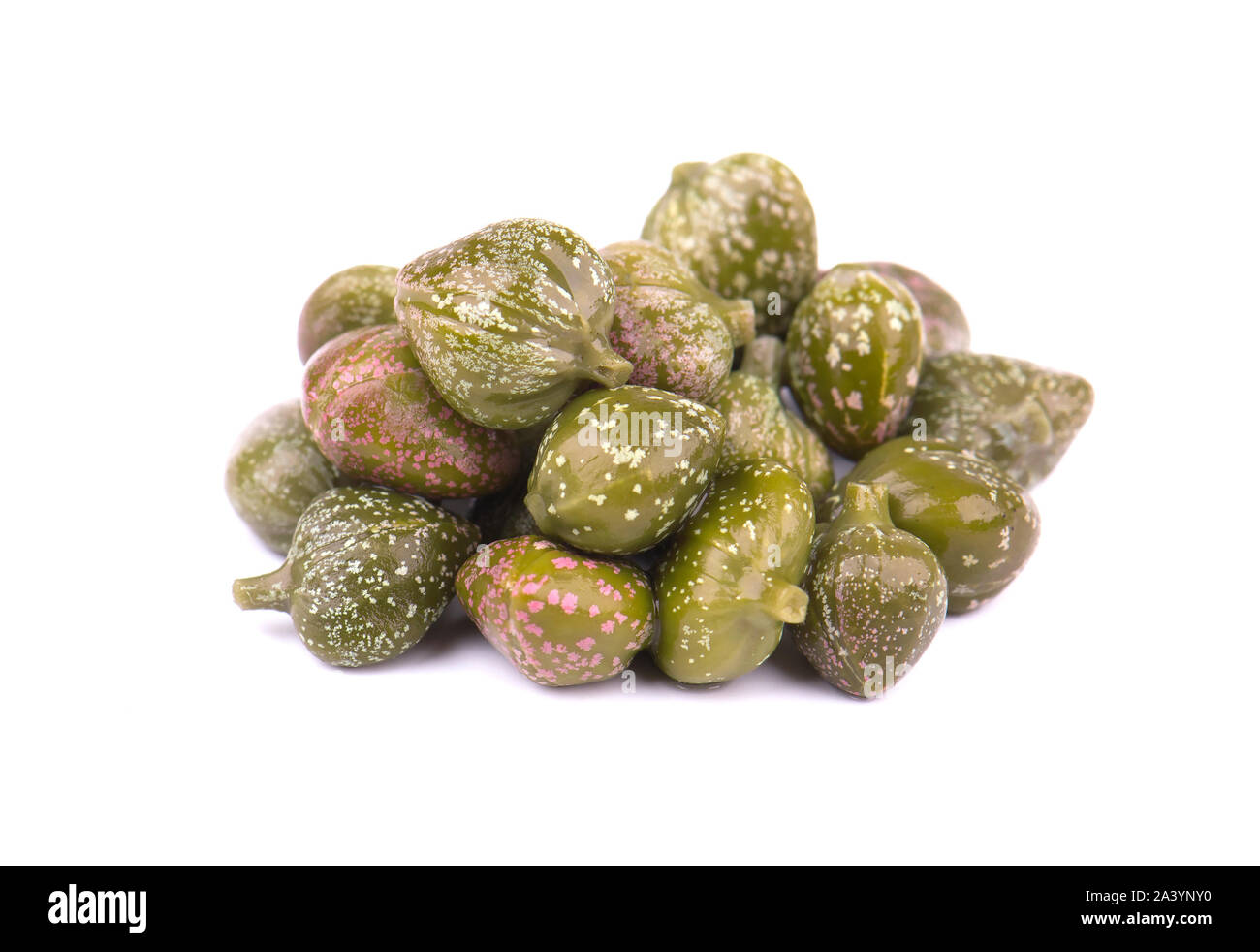 Capers isolated on white background. Pickled capers. Canned capers ...