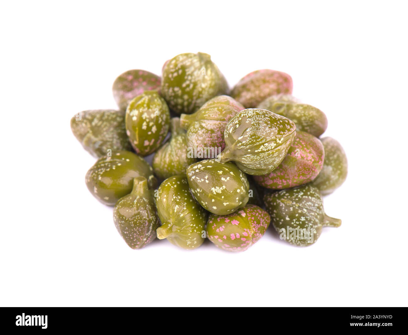 Capers isolated on white background. Pickled capers. Canned capers ...