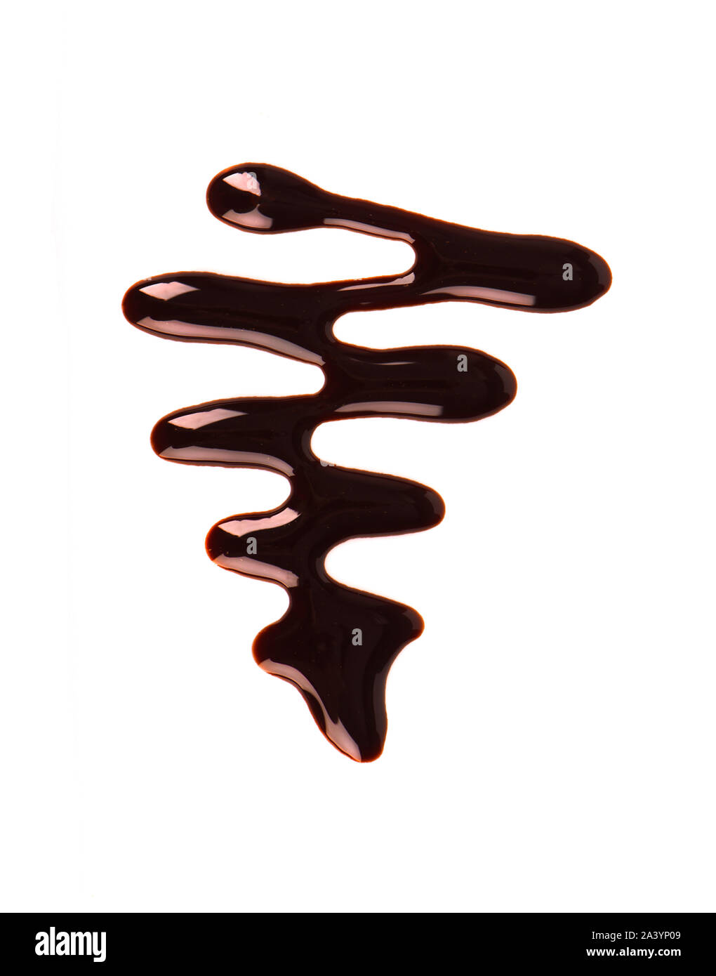 Chocolate syrup drop isolated on white background. Top view Stock Photo ...