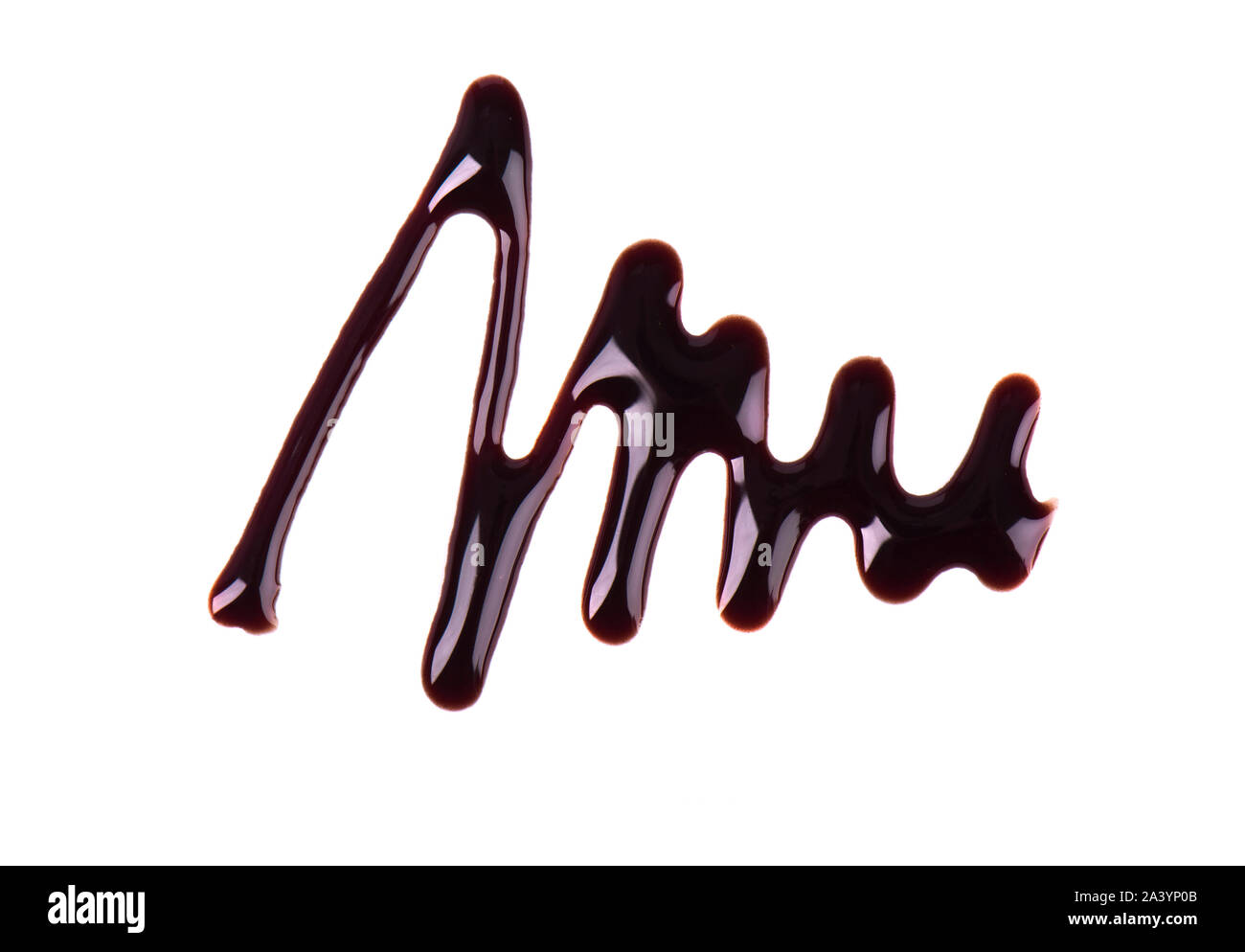 Chocolate syrup drop isolated on white background. Top view Stock Photo ...