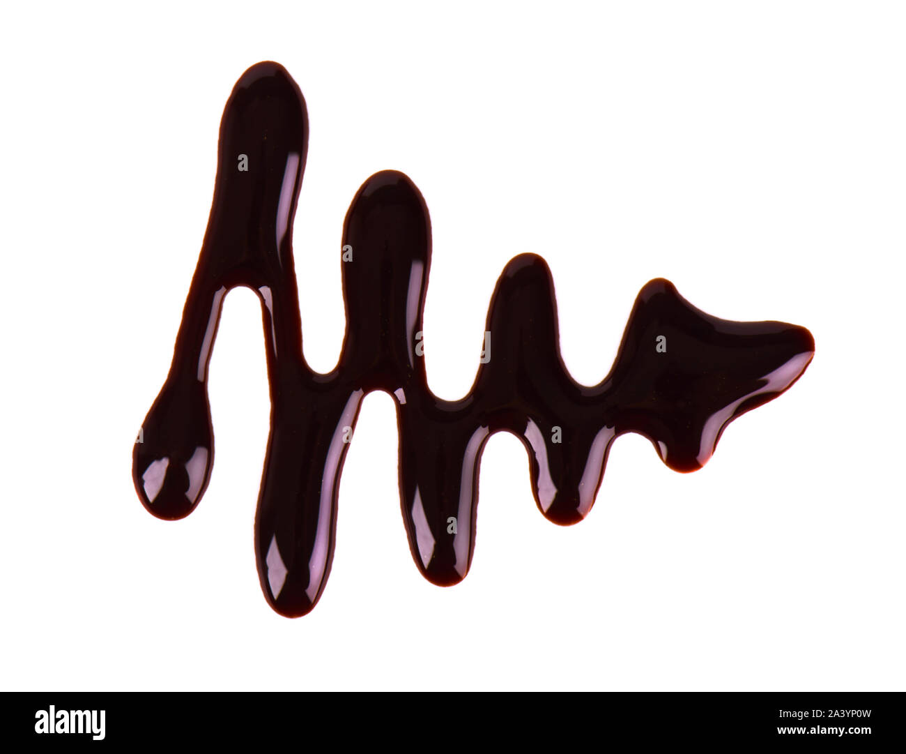 Chocolate syrup drop isolated on white background. Top view Stock Photo ...