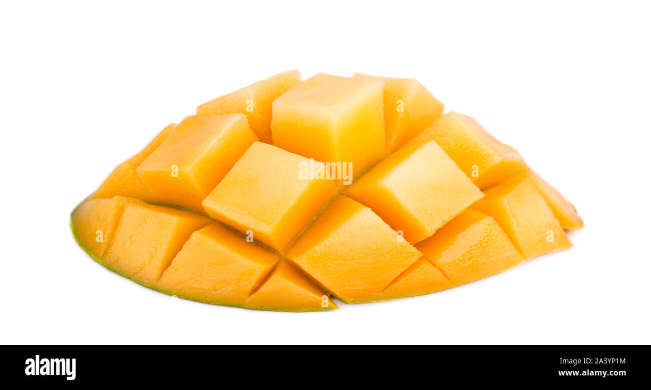 Mango cube isolated white background. Juicy and sweet mango fruit ...