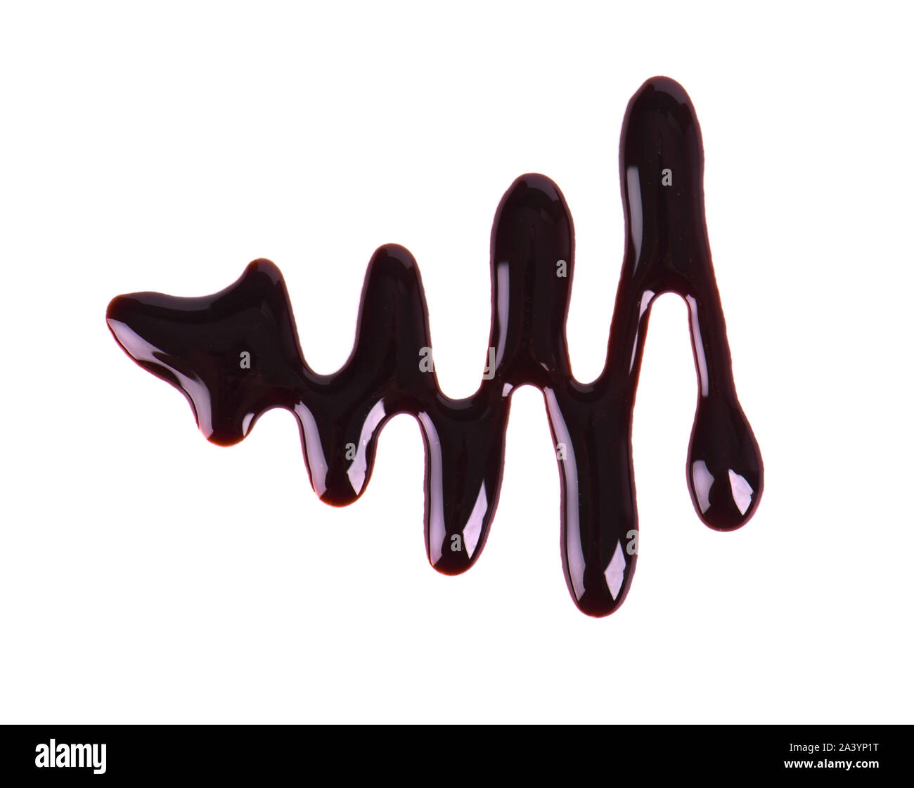Chocolate syrup drop isolated on white background. Top view Stock Photo ...