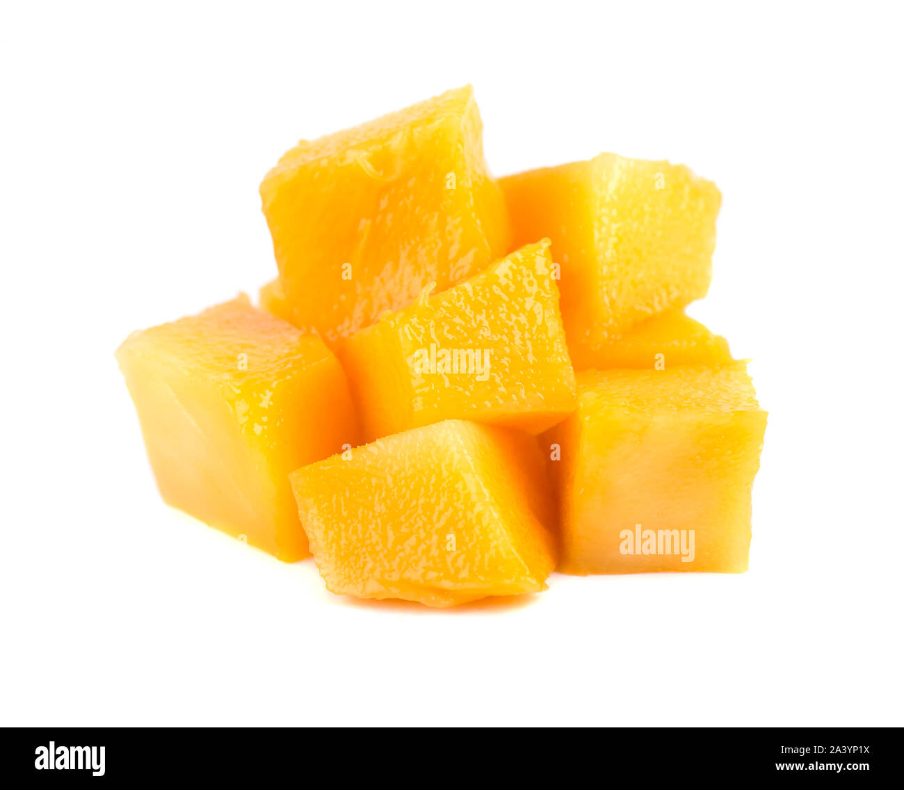 Mango cube isolated white background. Juicy and sweet mango fruit ...