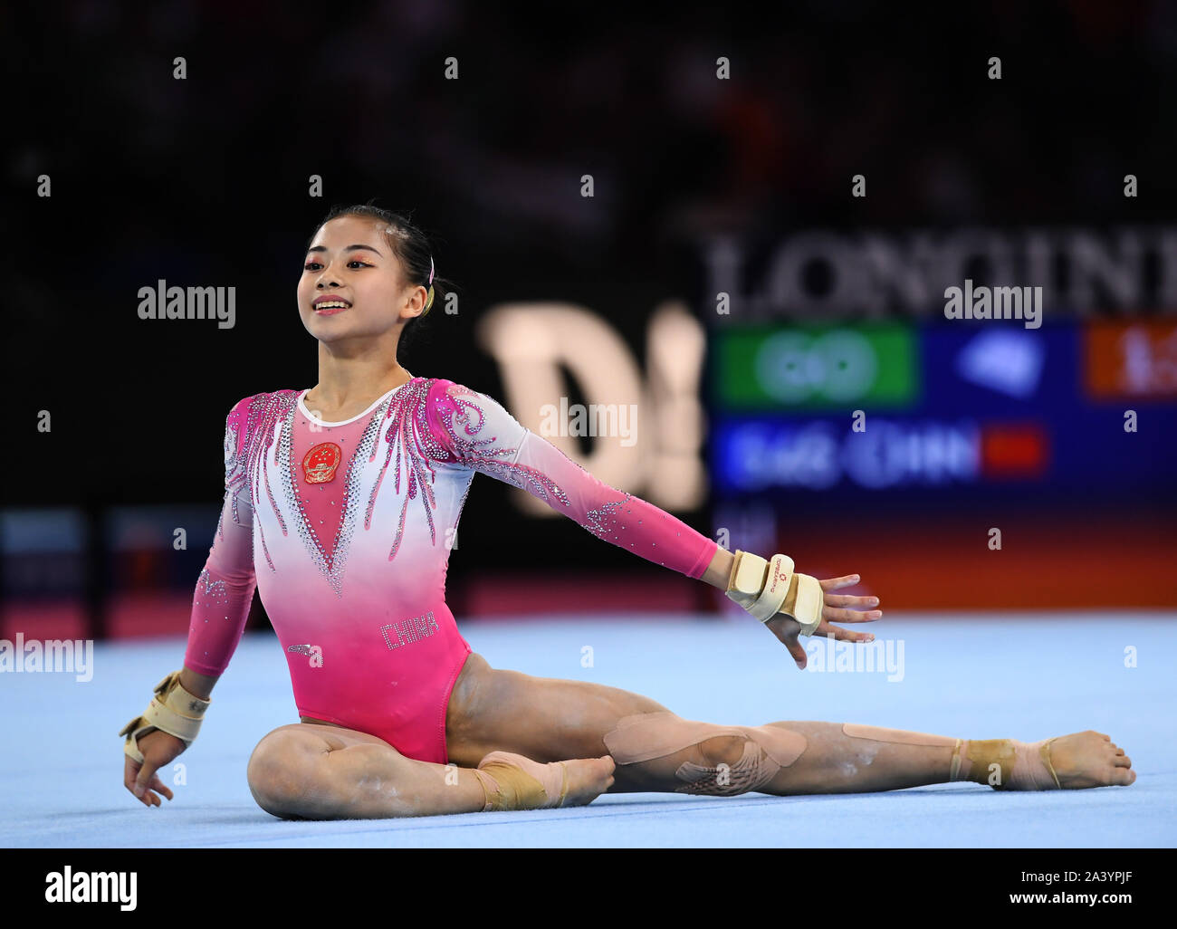 Stuttgart, Germany. 10th Oct, 2019. Chinese gymnast Li Shijia competes ...
