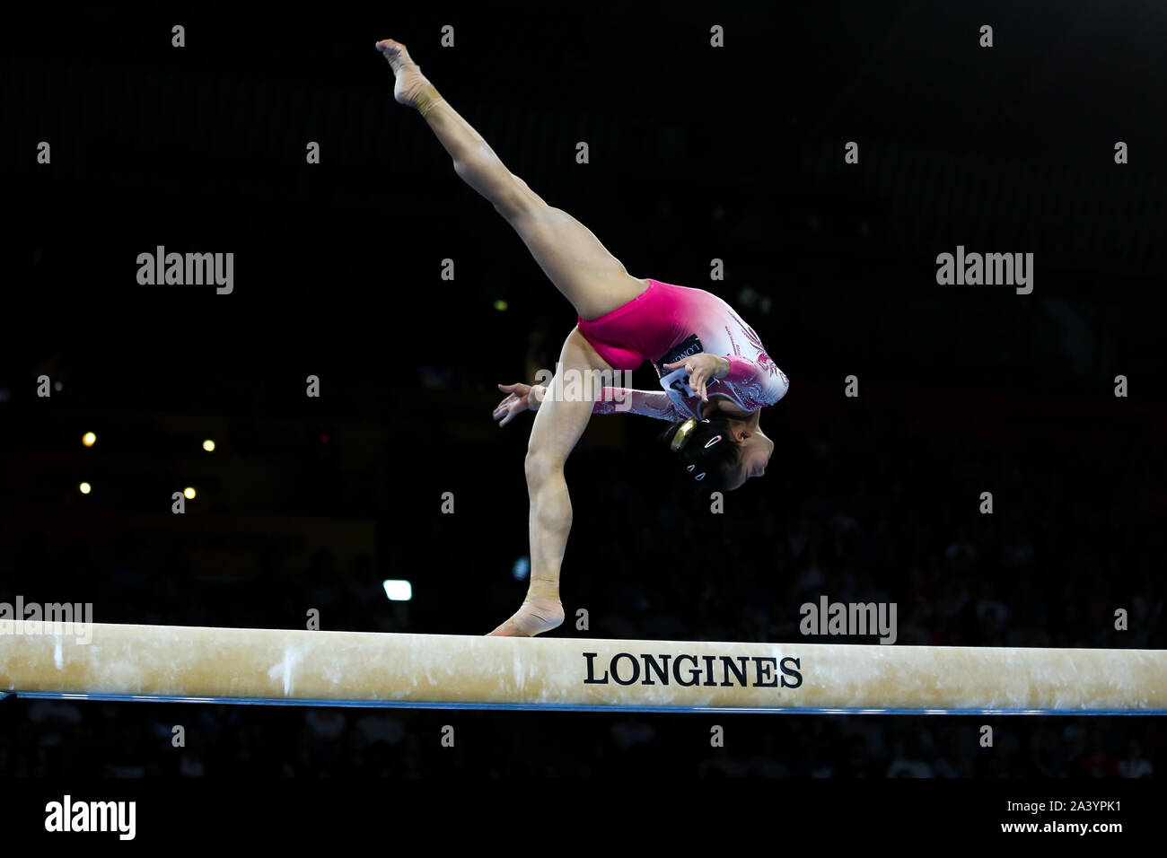 Stuttgart, Germany. 10th Oct, 2019. Chinese gymnast Li Shijia competes ...