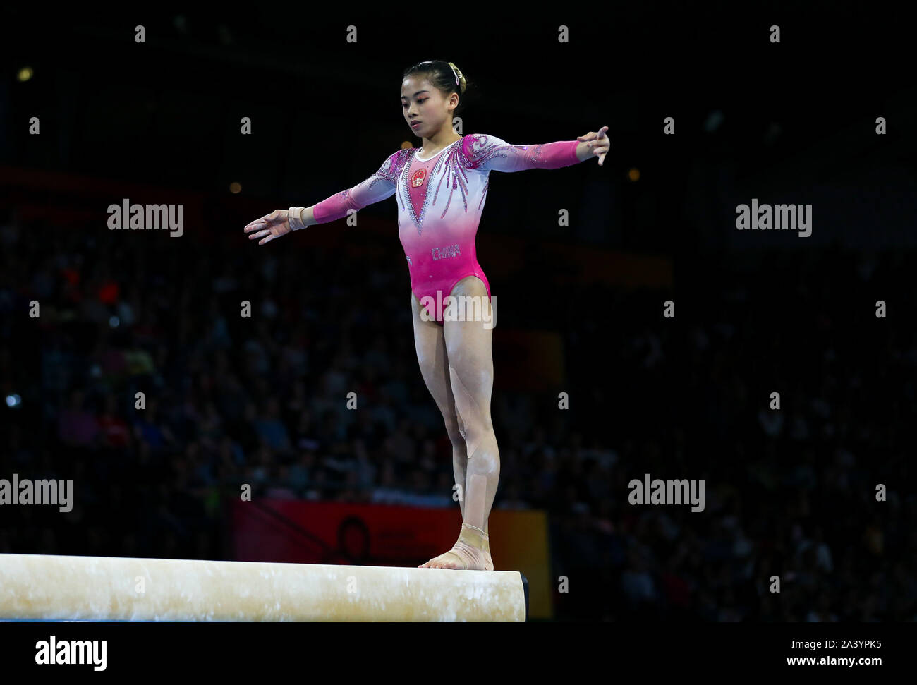 Stuttgart, Germany. 10th Oct, 2019. Chinese gymnast Li Shijia competes ...