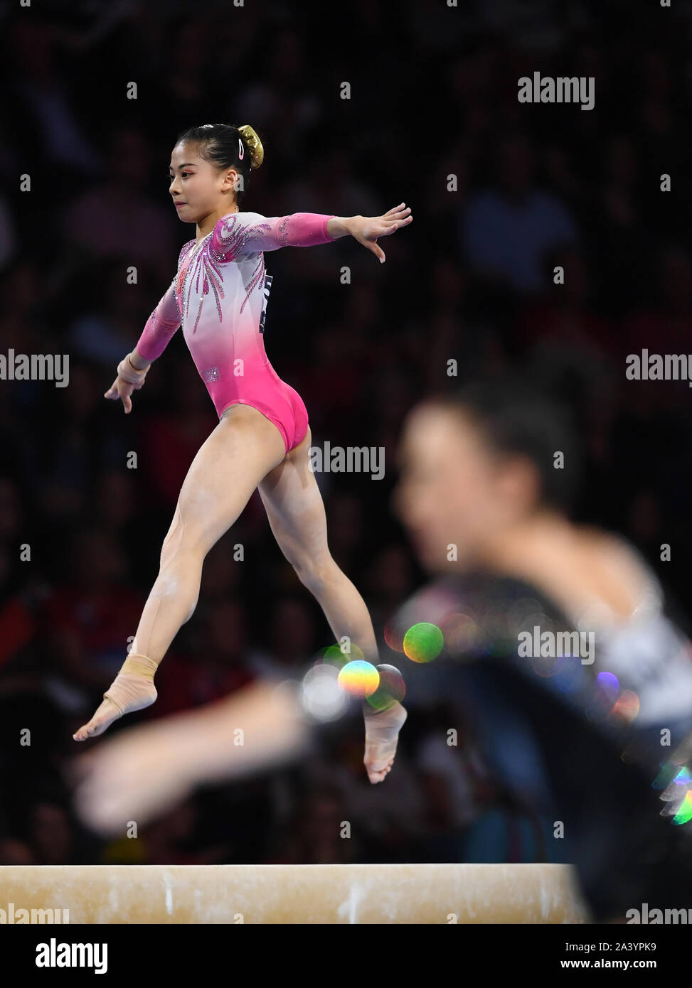 Stuttgart, Germany. 10th Oct, 2019. Chinese gymnast Li Shijia competes ...