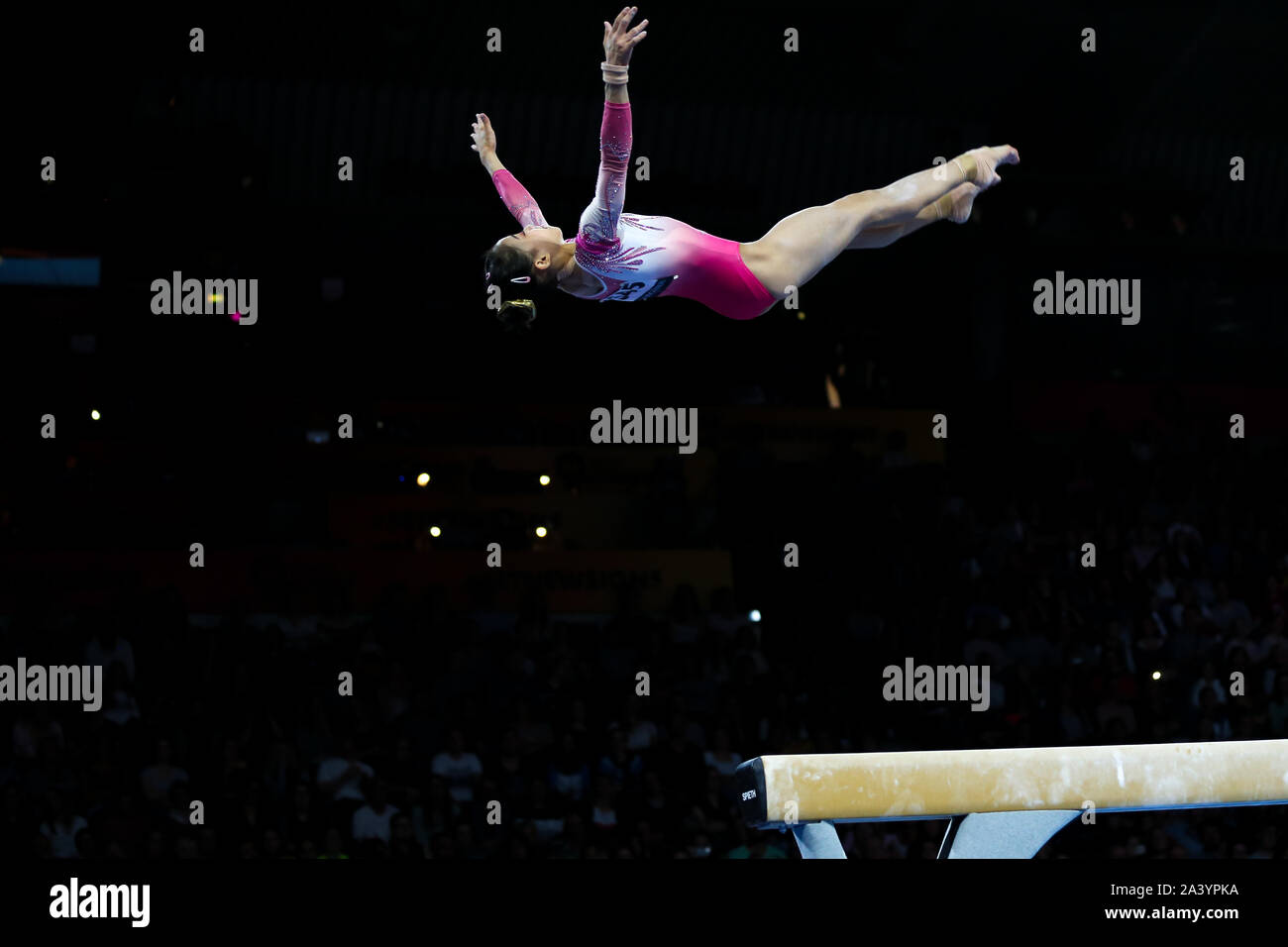 Stuttgart, Germany. 10th Oct, 2019. Chinese gymnast Li Shijia competes ...