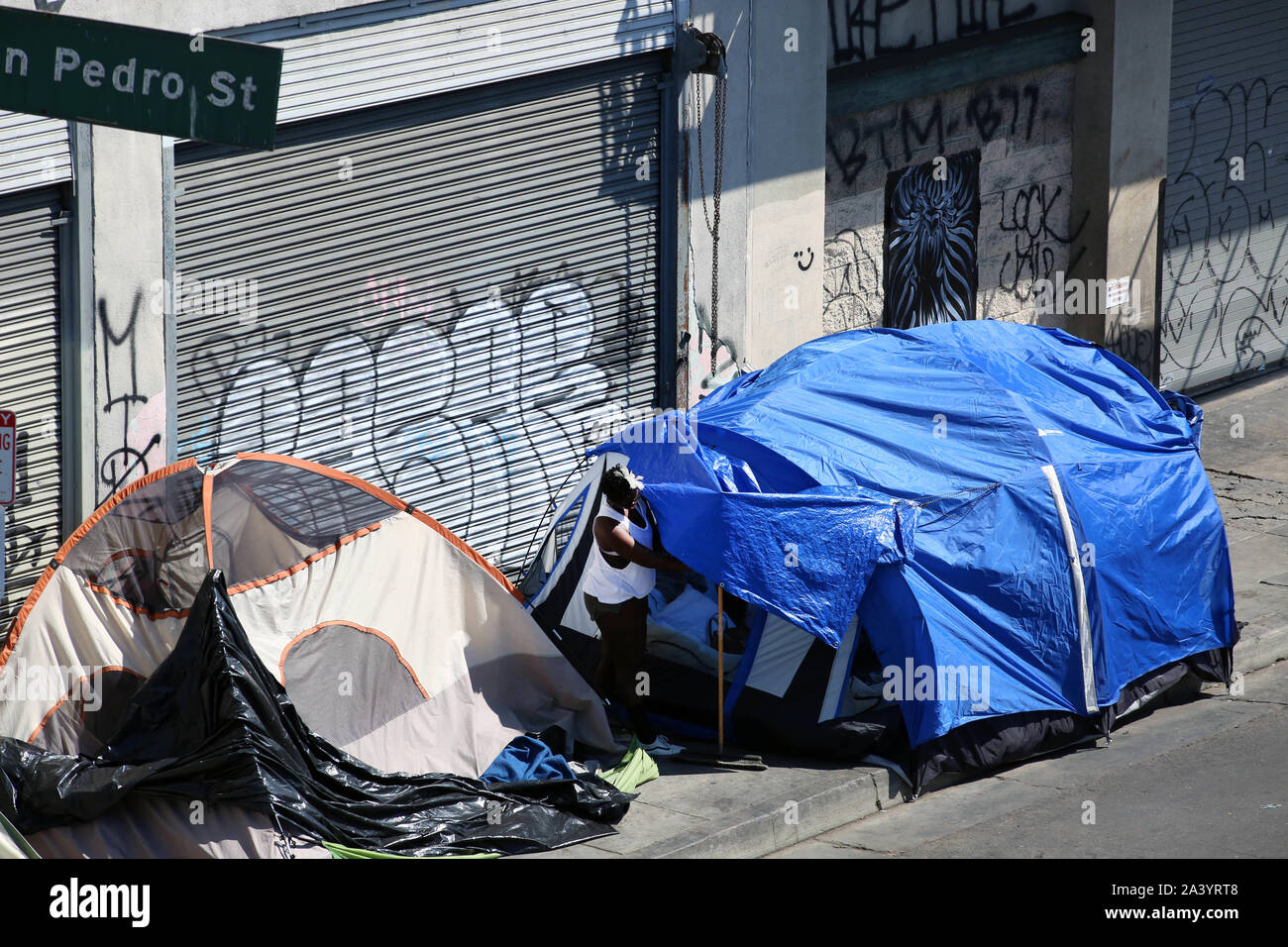 Los Angeles, California, USA. 5th Oct, 2019. Skid Row is an area of ...