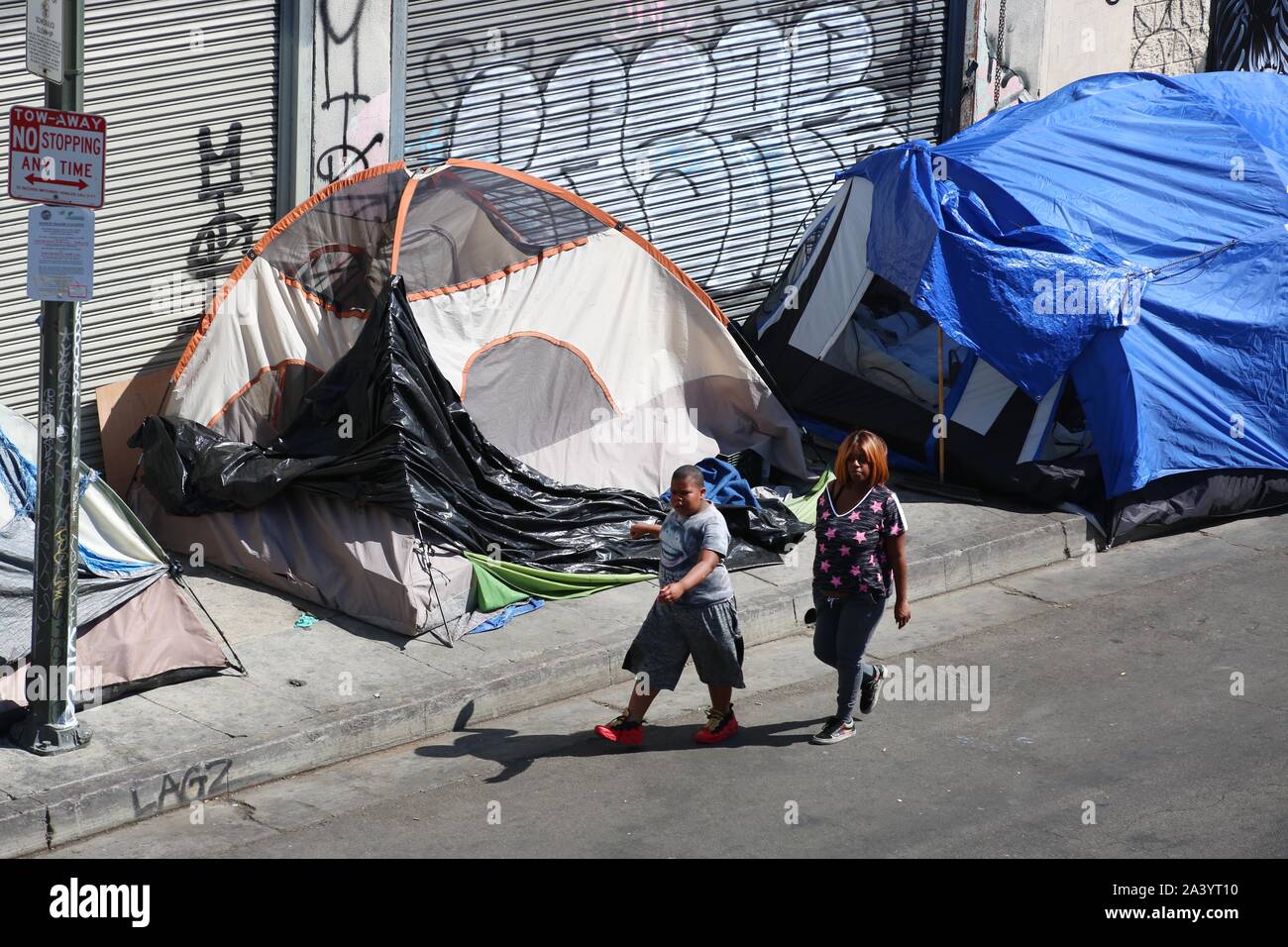 Los Angeles, California, USA. 5th Oct, 2019. Skid Row is an area of ...