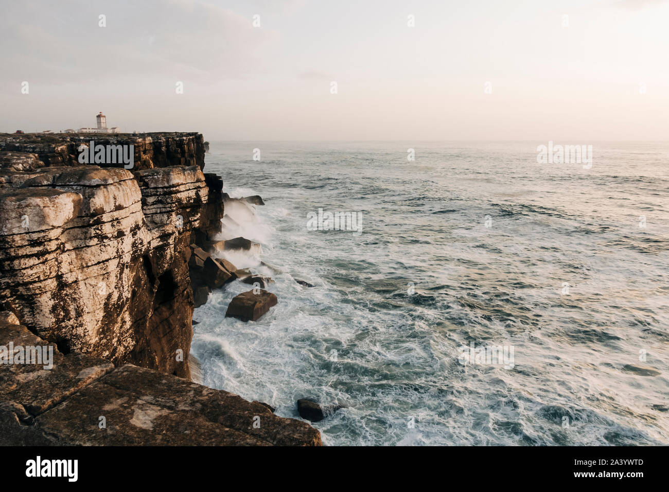 Building on cliff by sea in Peniche, Portugal Stock Photo - Alamy