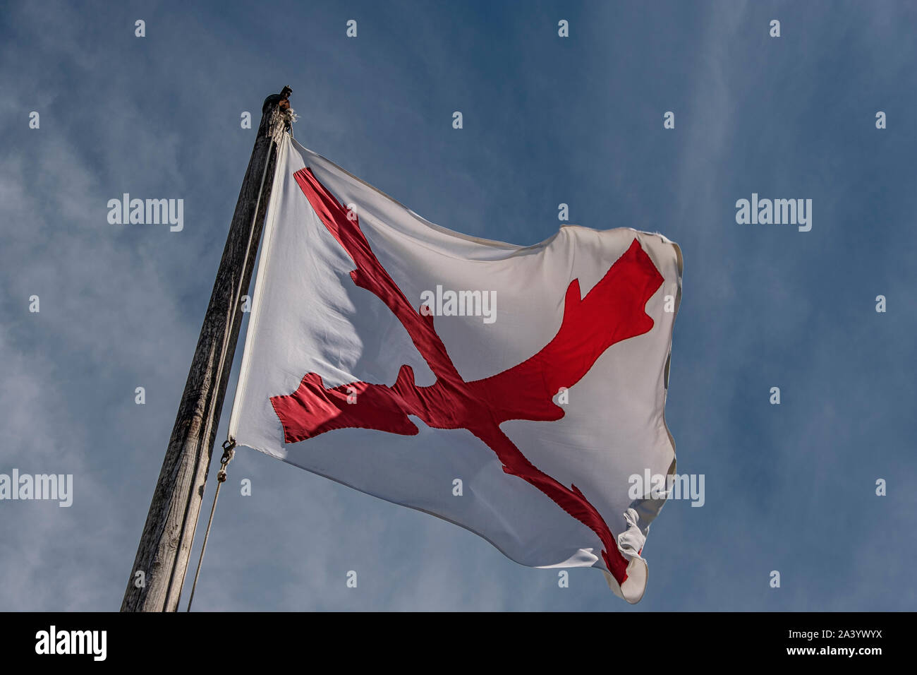 Cross of Burgundy flag at Castillo de San Marcos in St. Augustine, USA ...