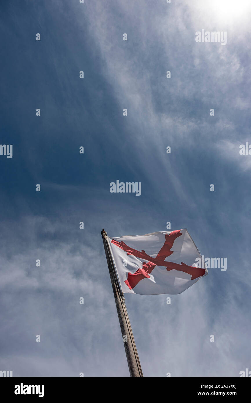 Cross of Burgundy flag at Castillo de San Marcos in St. Augustine, USA ...