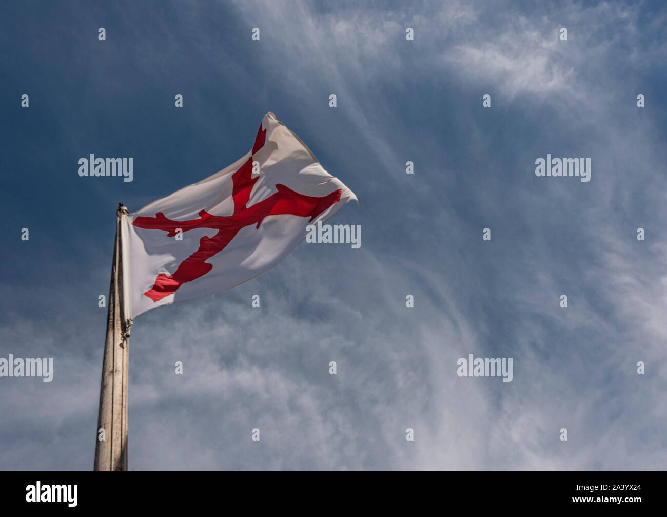 Cross of Burgundy flag at Castillo de San Marcos in St. Augustine, USA ...
