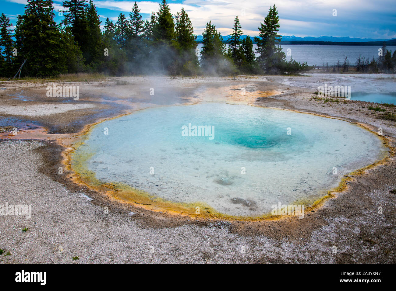Funnel spring in Yellowstone of vivid colors caused by thermophilic ...