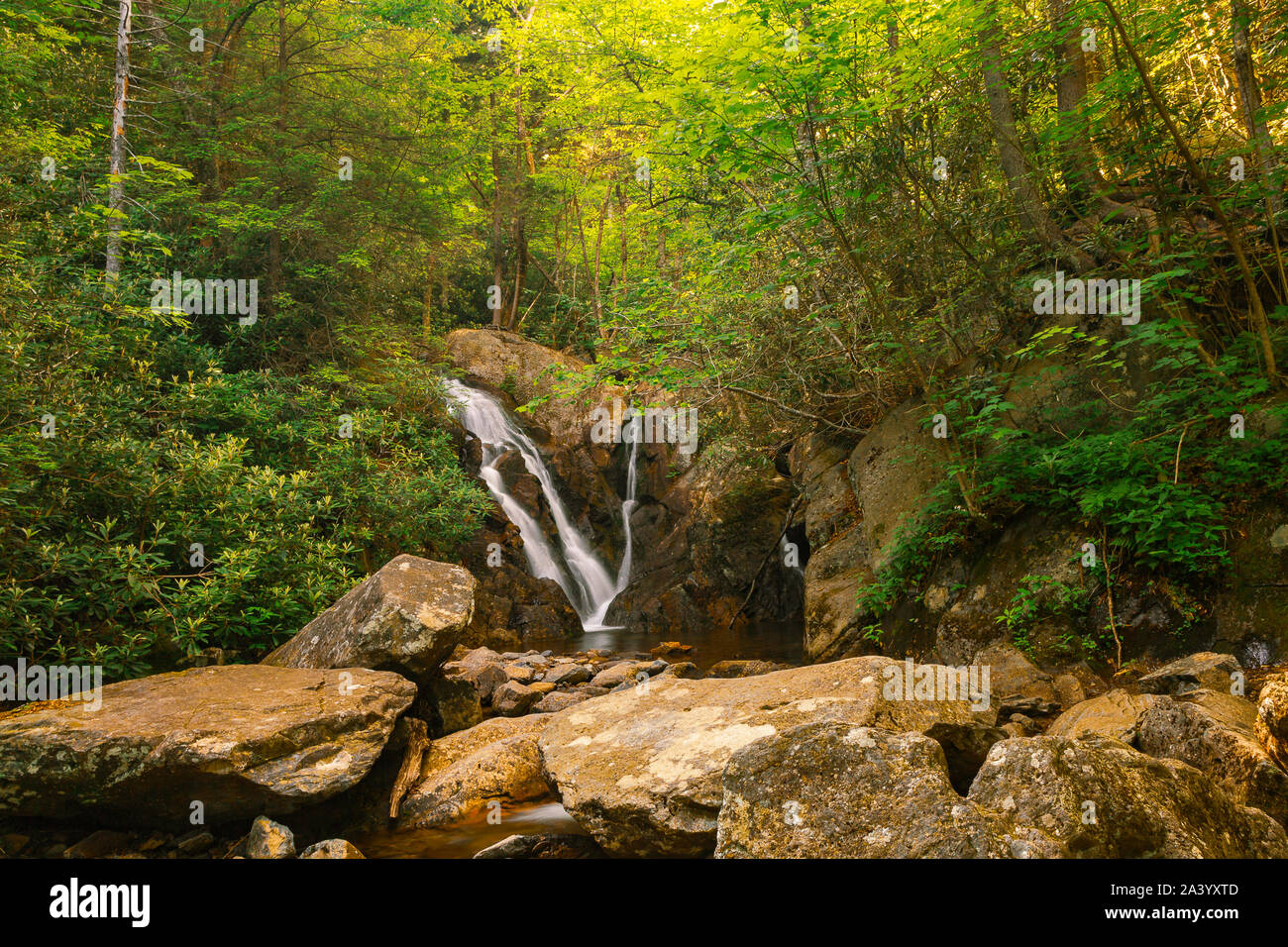 Waterfall over rocks in Grayson Highlands State Park, USA Stock Photo ...